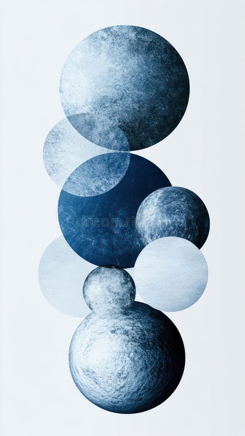 Abstract Composition of Overlapping Circles and Spheres in Various ...