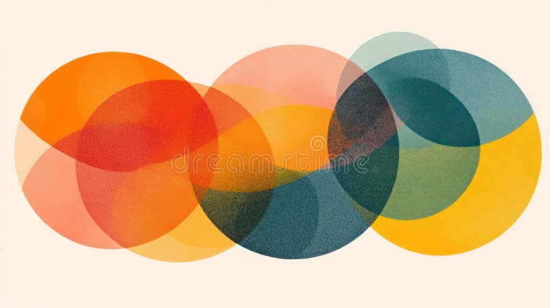 Abstract Composition of Overlapping Circles in Warm and Cool Colors ...