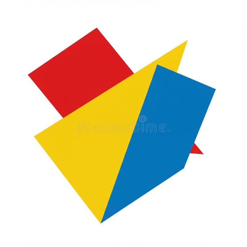 Abstract Composition of Overlapping Geometric Shapes. Features a Red ...