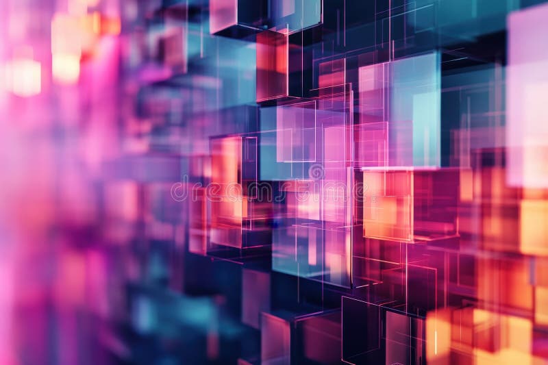 Abstract Composition of Overlapping Glass Cubes in Vibrant Colors Stock ...