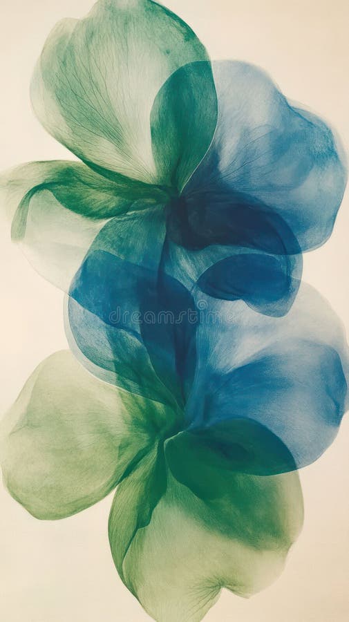 Abstract Composition of Overlapping Translucent Shapes in Green and ...