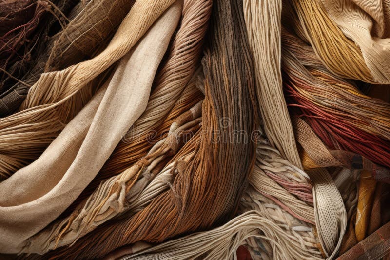 Abstract Composition of Overlapping Woven Fabrics in Warm Earthy Tones ...