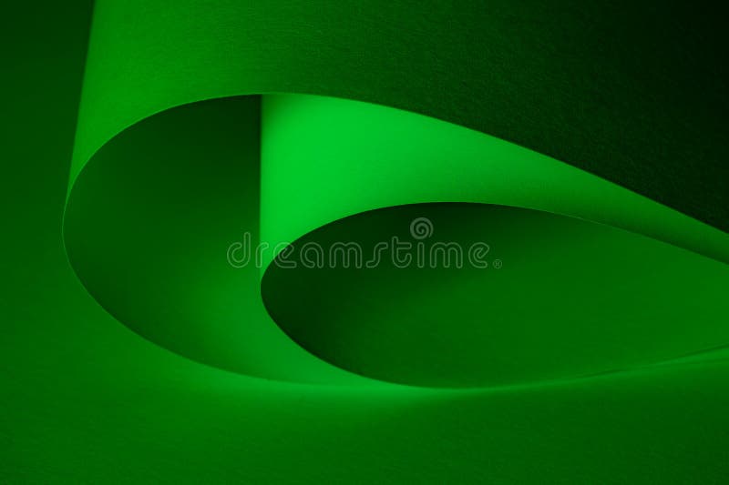 Abstract Composition of Paper Curves Illuminated by Soft Green Light on ...