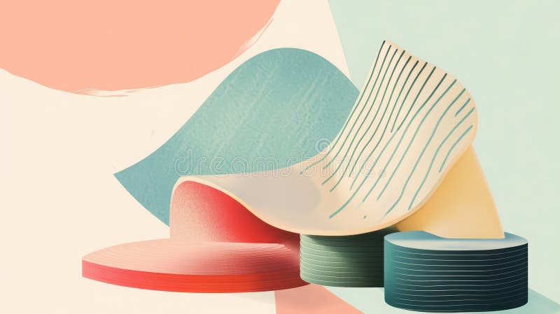 Abstract Composition with Pastel Shapes and Textures Showcasing a ...