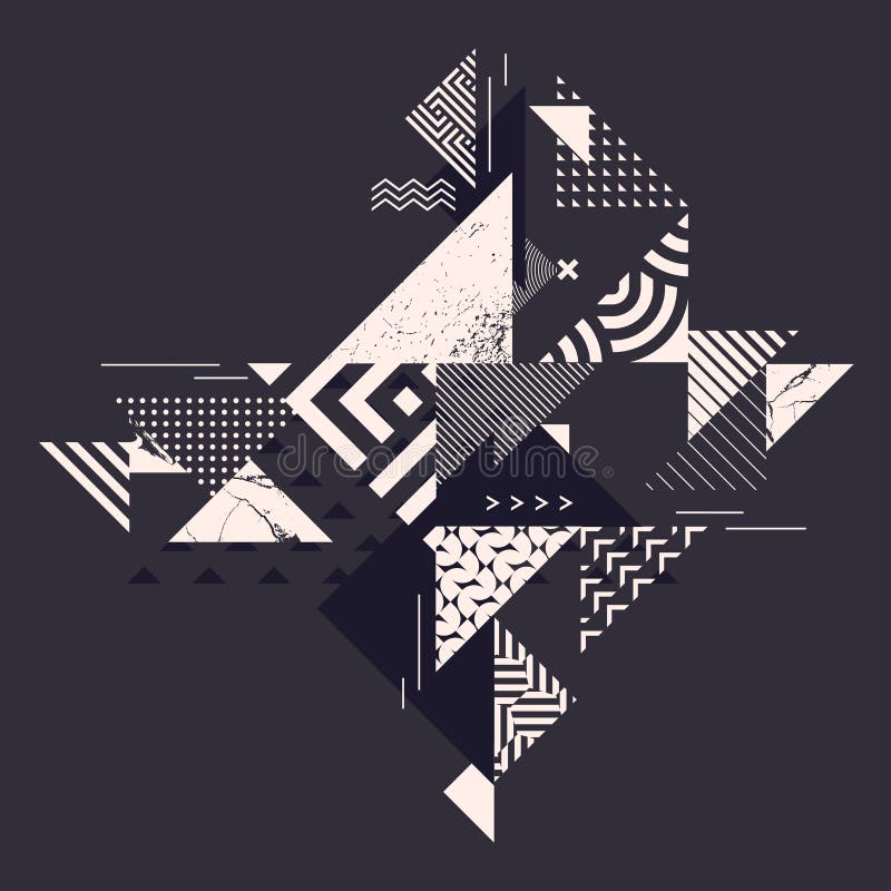 Abstract Composition of Patterned Texture Triangles Stock Vector ...