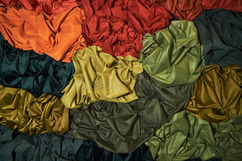 Abstract Composition of Plain Fabrics of Various Colors. Background ...