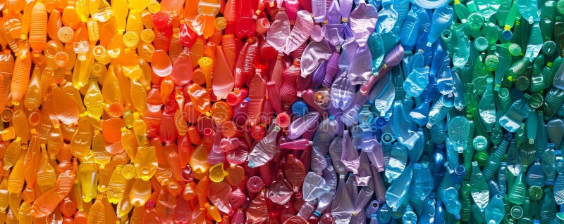 Abstract Composition of Recycled Plastic Bottles, Showcasing the ...