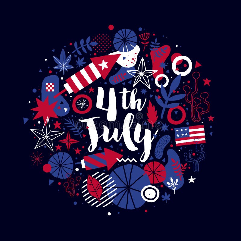 Abstract Composition in a Shape of a Circle with Patriotic Elements ...