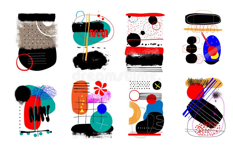 Abstract Composition of Shapes and Textures Set , Vector Background Design Element Stock Vector ...