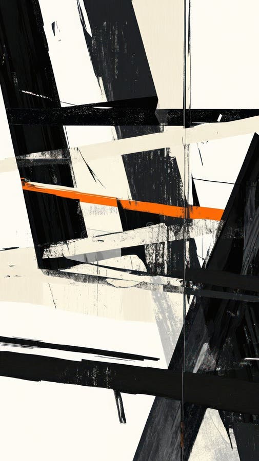 Abstract Composition with Sharp Contrasts and Bold Lines, Emphasizing ...