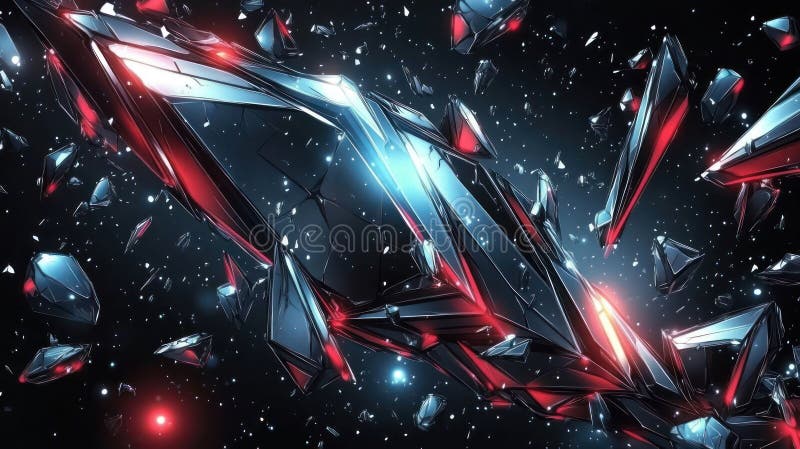 Abstract Composition of Sharp, Reflective Crystals in a Dark, Cosmic ...