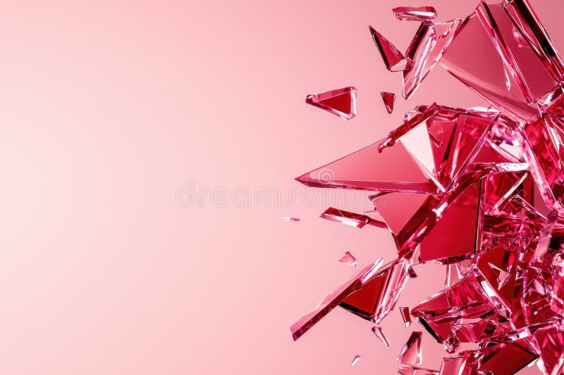 An Abstract Composition of Shattered Pink Glass Creating a Dynamic ...