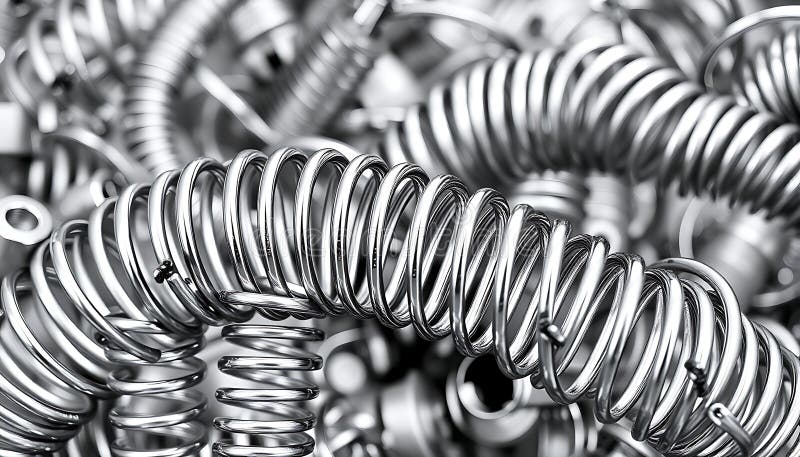 Close-up of Coiled Metal Springs, Industrial and Abstract, Metallic ...