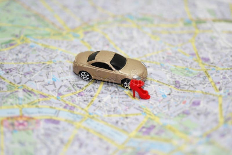 Abstract Composition with Small Car and City Map. Stock Photo - Image ...
