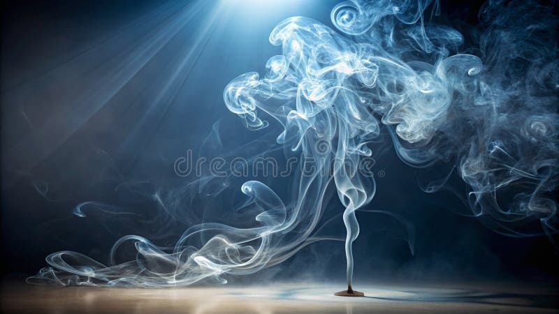 Abstract Composition of Smoke Tendrils Rising Gracefully Illuminated by ...