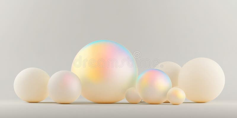 Abstract Composition of Spheres with Iridescent Color Gradients and ...