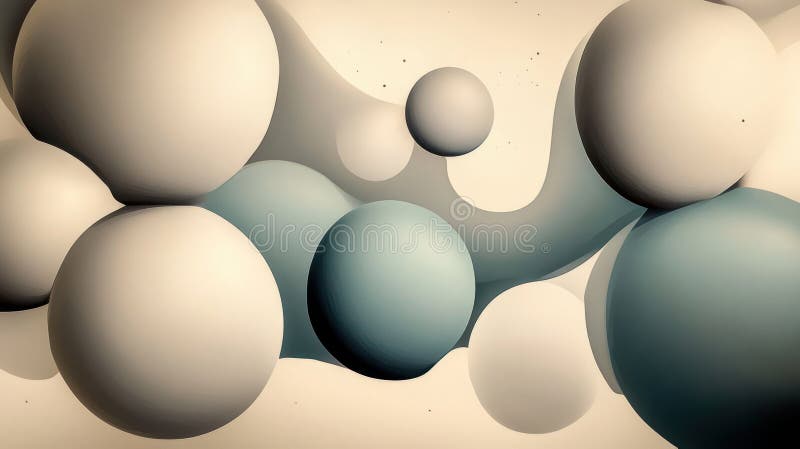 Abstract Composition of Spheres in Soft Colors, Creating a Fluid ...