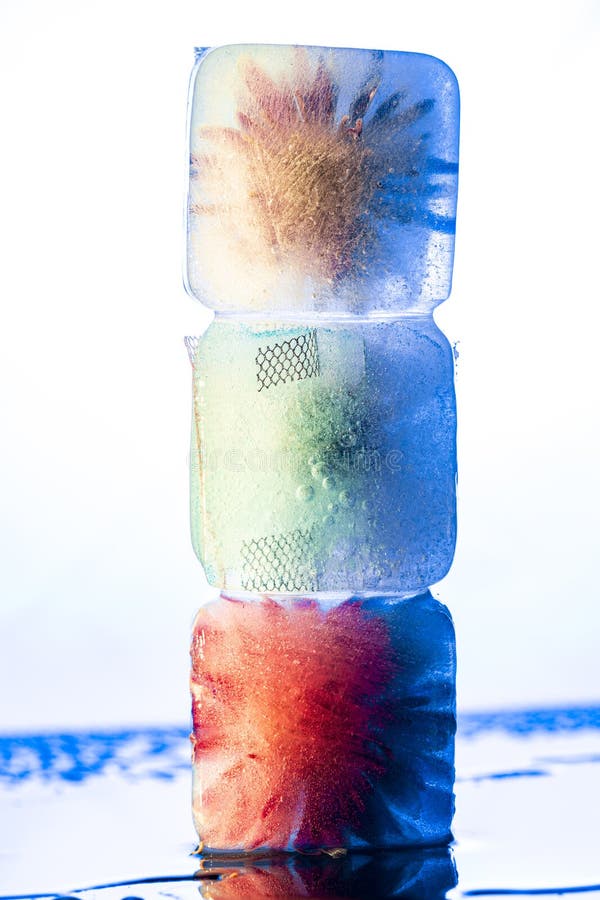 Abstract Composition with Stack of Colourful Ice Blocks on White ...