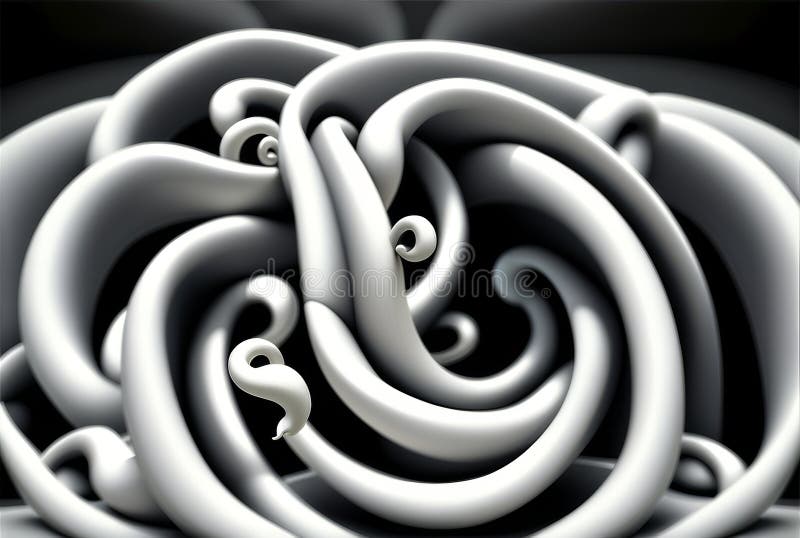 Abstract Composition of Swirling White Forms in Topaz Style Stock ...