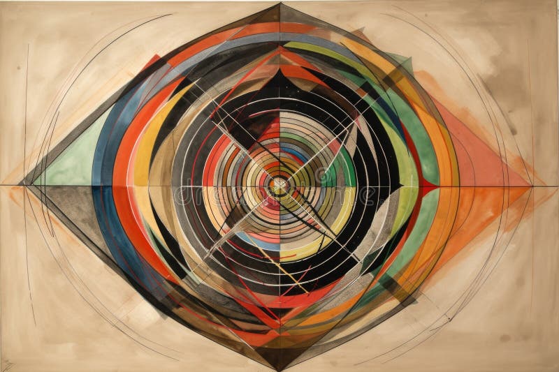 Abstract Composition of Symmetrical Shapes and Lines, with a Rotational Center Point Stock ...