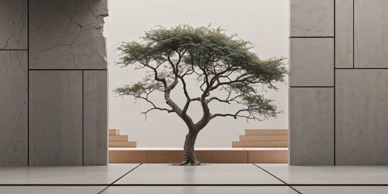 Abstract Composition of a Tree with Geometric Shapes and Textures ...