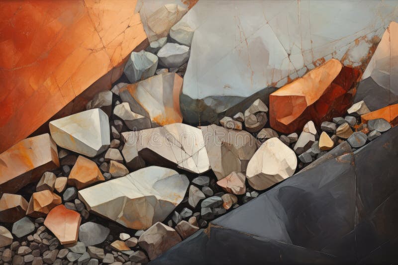 Abstract Composition Using Stones and Minerals Stock Illustration ...