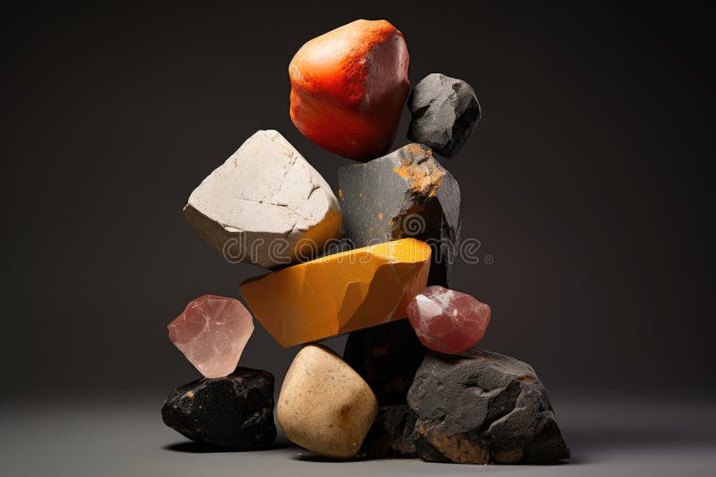 Abstract Composition Using Stones and Minerals Stock Illustration ...
