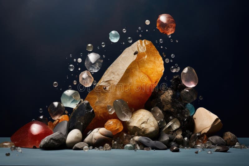 Abstract Composition Using Stones and Minerals Stock Illustration ...