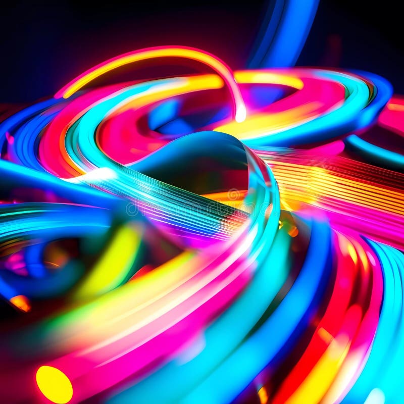 Abstract Composition Vibrant Fluorescent Colors Blending Seamlessly in ...