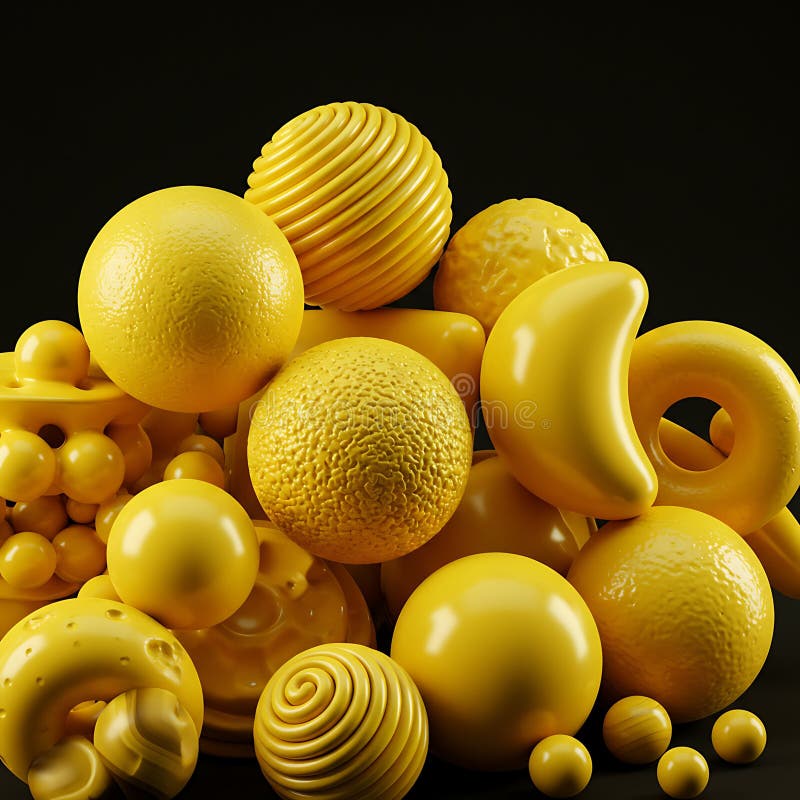 Abstract Composition of Vibrant Yellow Geometric Shapes Stock ...