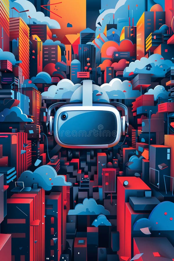 An Abstract Composition of the VR Logo Floating Amidst Flat Design ...