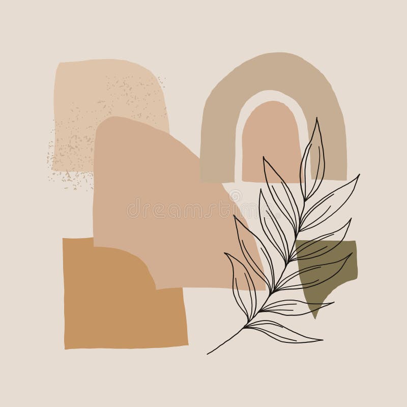 Abstract Composition in Warm Neutral Tones Featuring Arches and Organic ...