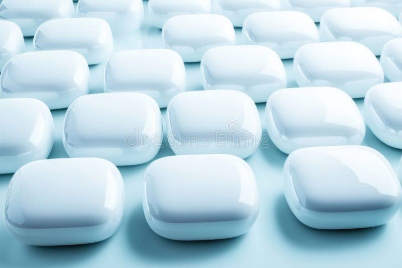 Abstract Composition of White Glossy Geometric Shapes on Light Blue ...