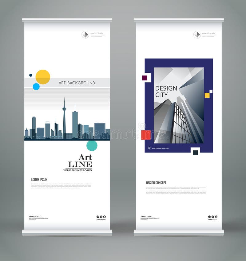 Abstract Composition. White Roll Up Brochure Cover Design. Info Banner ...