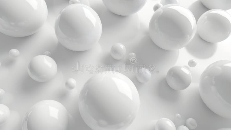Abstract Composition with White Spheres on Reflective Surface for a ...