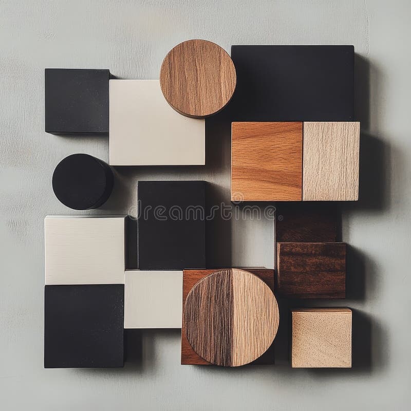 Abstract Composition of Wooden Blocks in Various Shapes and Colors ...