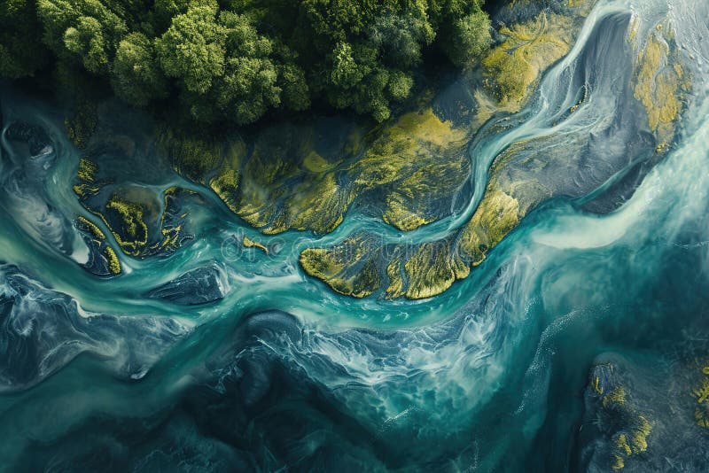 Abstract Compositions Created by Rivers and Water Bodies from Above ...