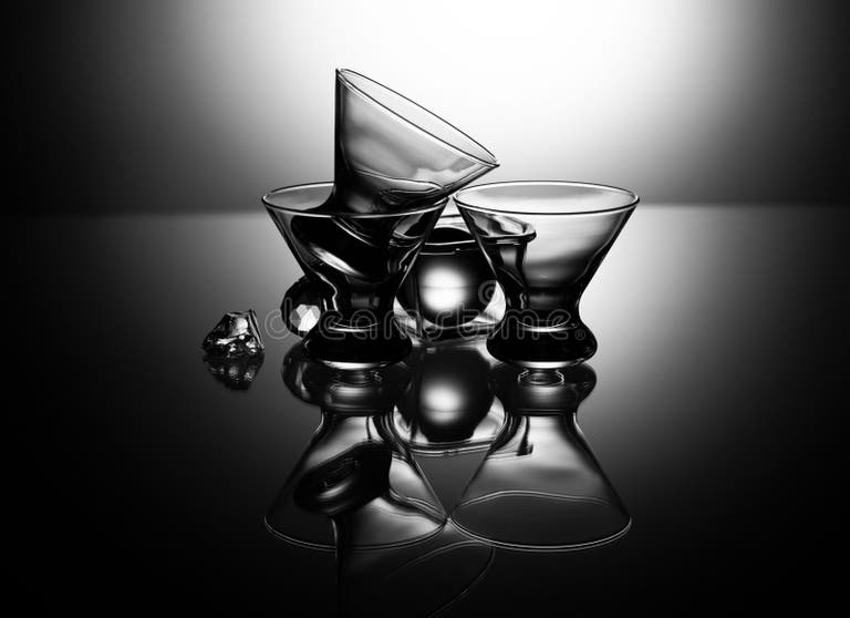 Abstract Compositions of Glass Objects with Reflections Stock Photo ...