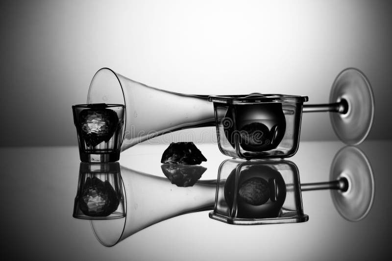 Abstract Compositions of Glass Objects with Reflections Stock Image ...