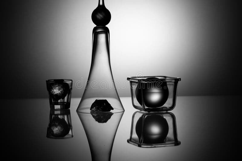 Abstract Compositions of Glass Objects with Reflections Stock Photo ...