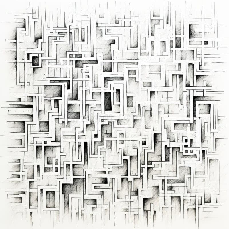 Abstract Computer Art with Random Pencil Doodle Lines Texture Stock ...
