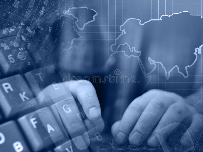 Keyboard, hands and map stock photo. Image of collage - 140955234