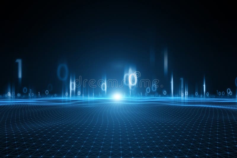 Cyberspace Network Background with a Man in the Tunnel Stock Image - Image of binary, danger ...