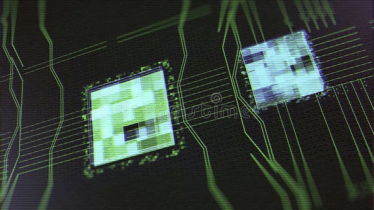 Abstract Computer Chip or Circuit Board Background with Glitch Effect ...