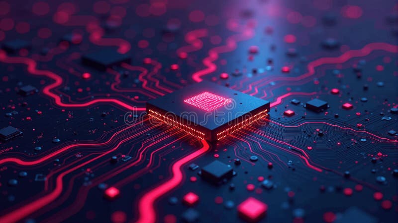 Abstract Computer Chip and Circuit Board Stock Illustration ...
