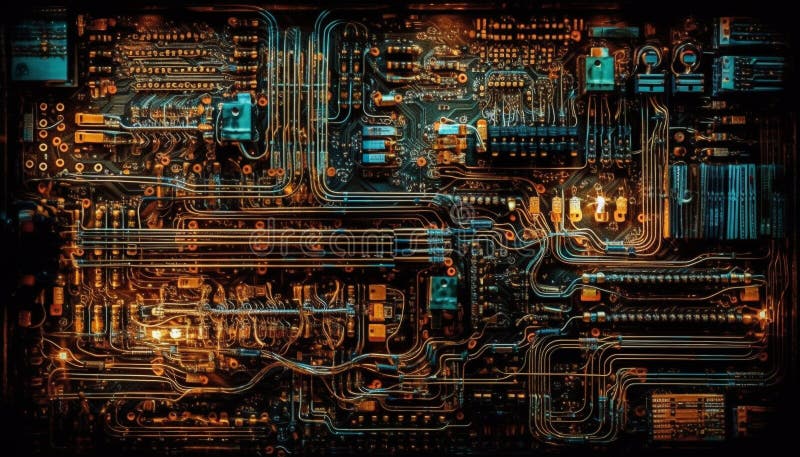 Abstract Computer Chip Circuit Board Glowing with Futuristic Technology ...