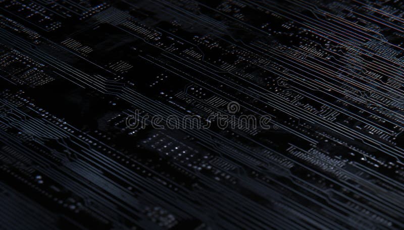 Abstract Computer Chip Pattern in Blue, Glowing Backdrop Generated by ...