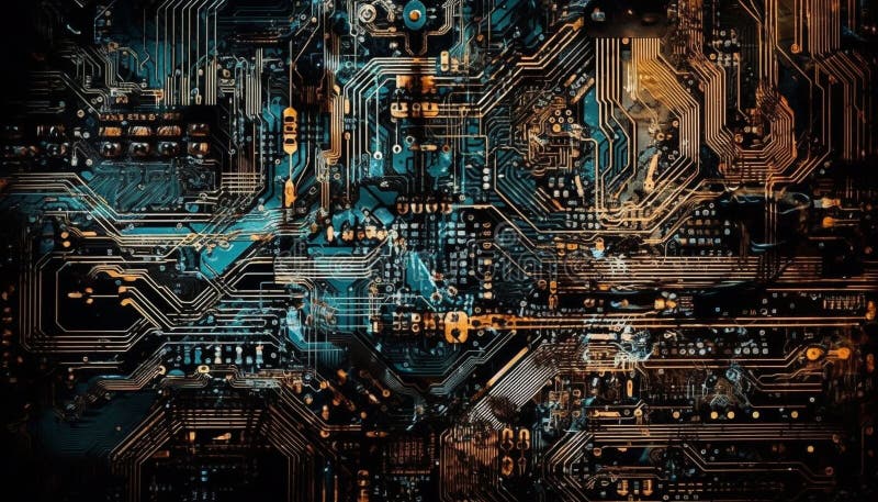 Abstract Computer Chip Pattern Glows, Illuminating Futuristic ...