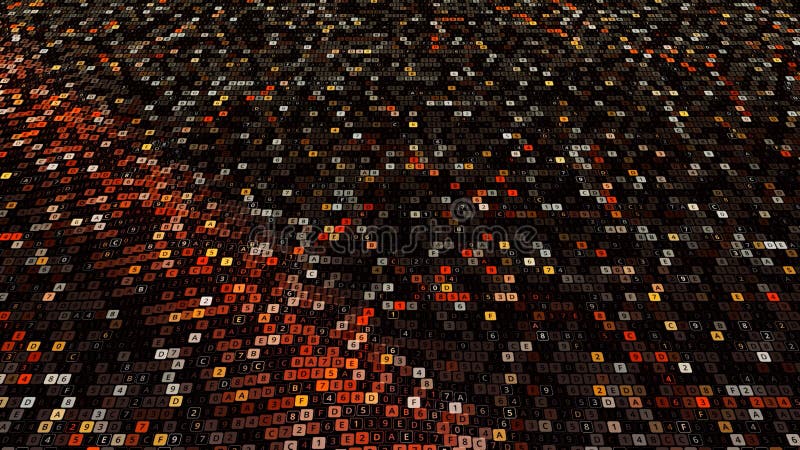 Waving Canvas of Many Rows of Squares with Digital Changing Big Data, Seamless Loop. Animation ...