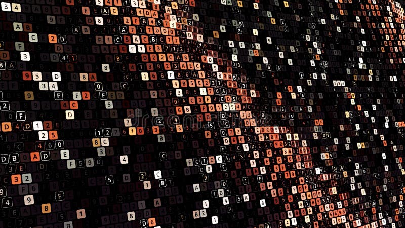 Waving Canvas of Many Rows of Squares with Digital Changing Big Data, Seamless Loop. Animation ...